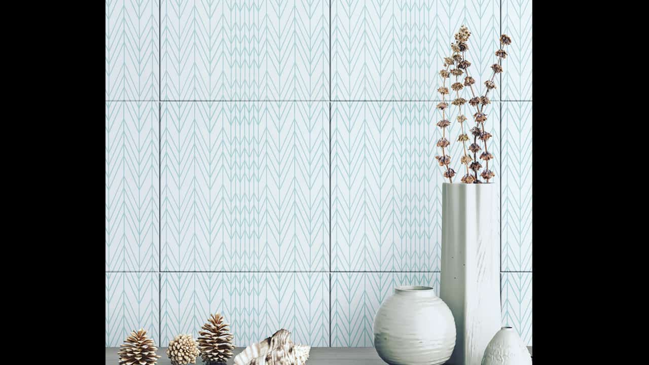 Erin Adams Slant Stitch Cyan accent wall - Realstone Systems