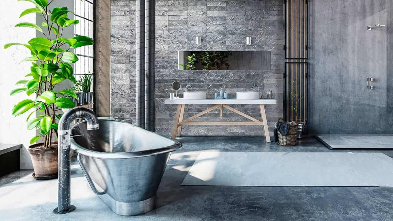 Tempered Gunmetal Master Bathroom - Realstone Systems