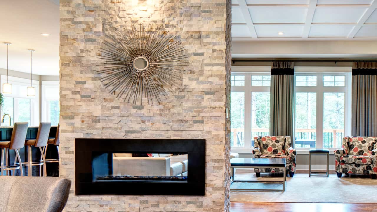 Chiseled Silver Alabaster Shadowstone Fireplace - Realstone Systems