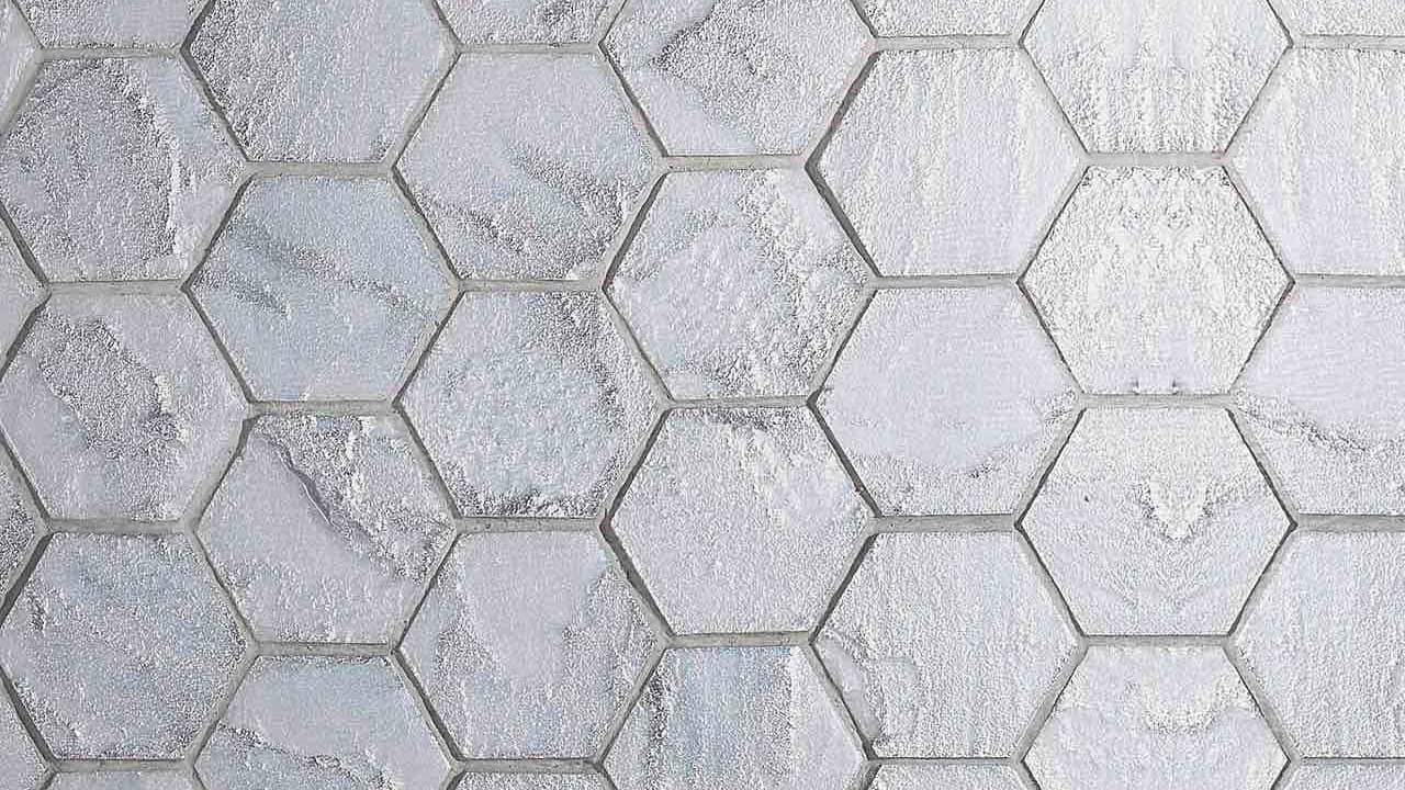 Tempered Stardust Hex metallic glazed natural stone mosaic