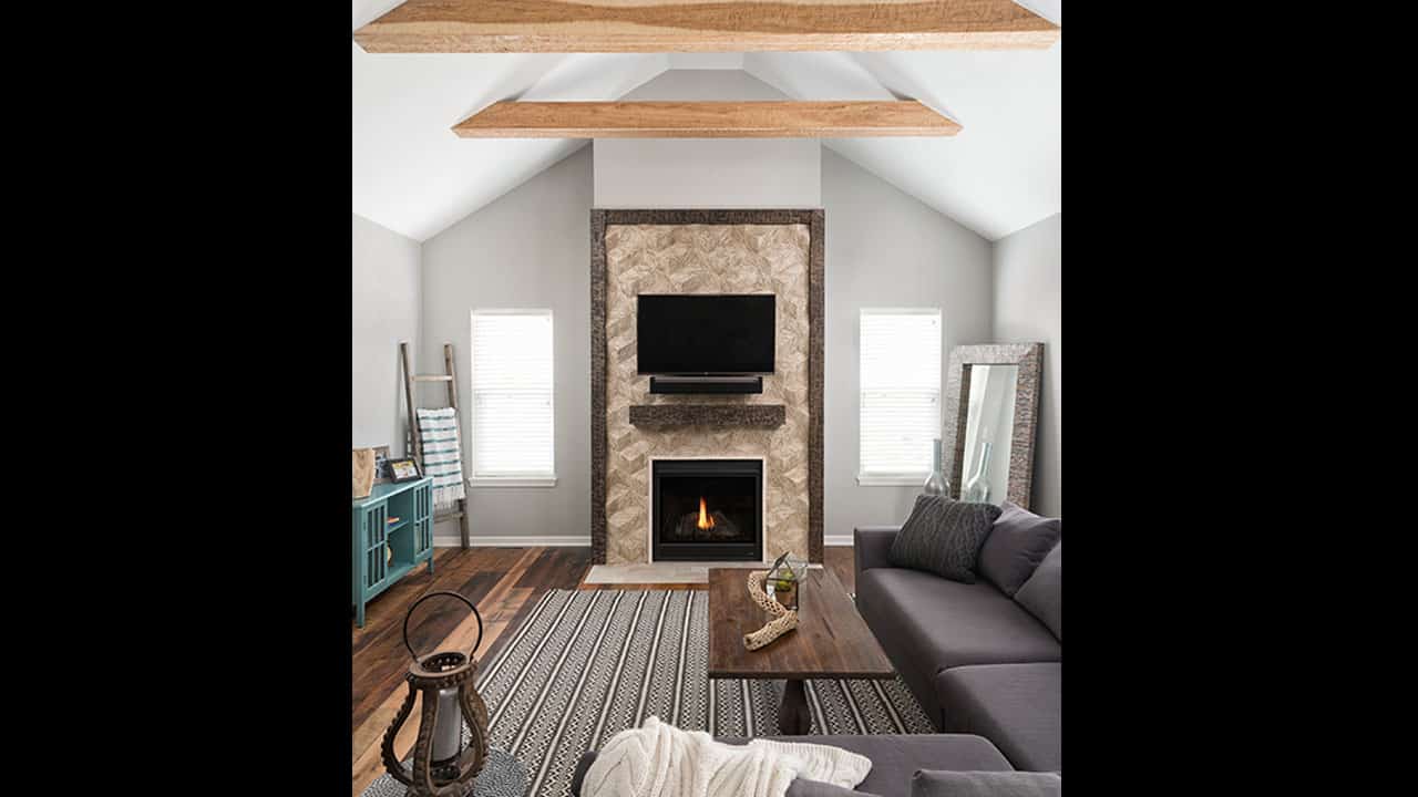 Hive Drift Wood Model Home Fireplace - Realstone Systems