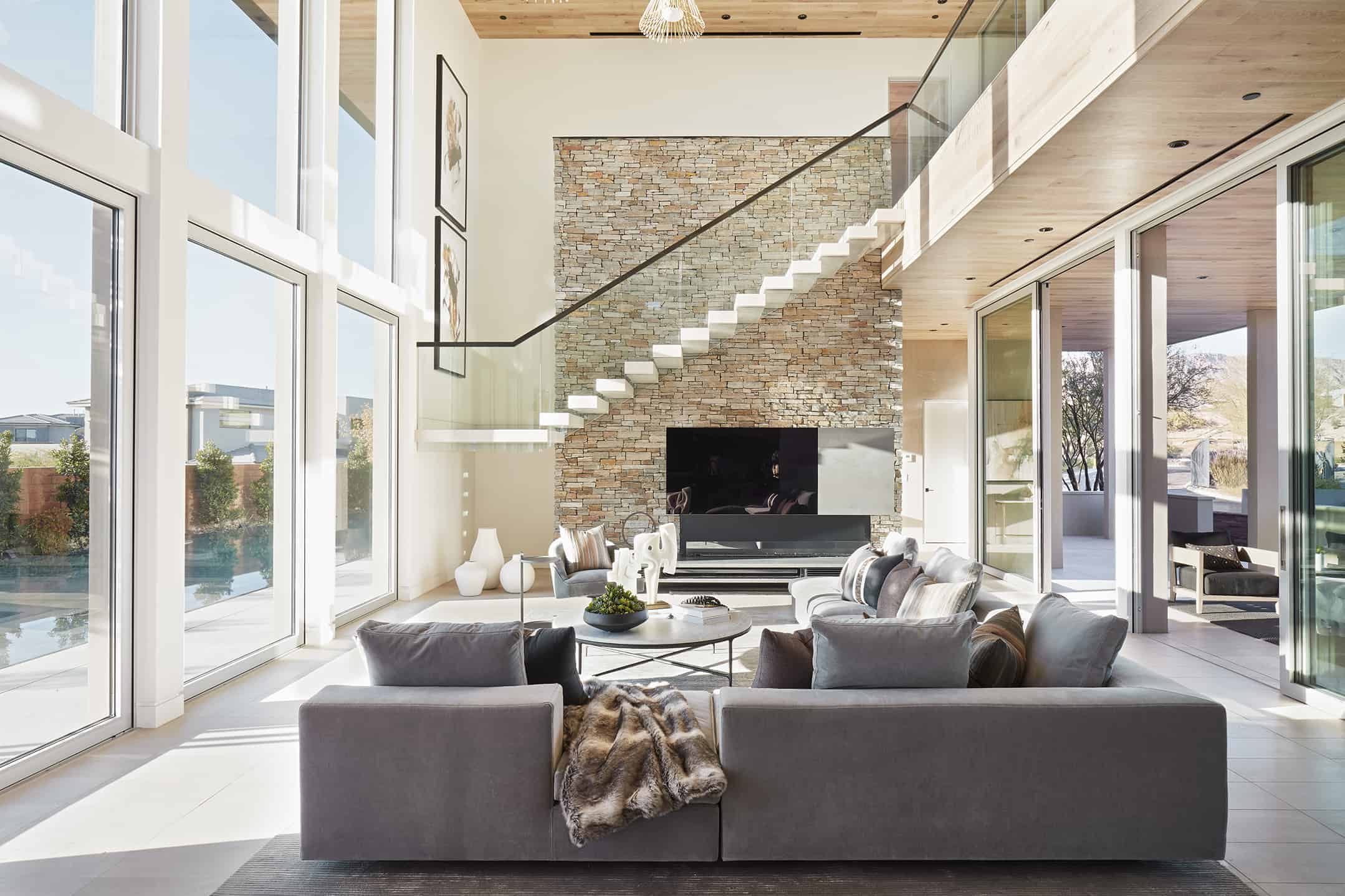 Greystone Gold Estate Stone Fireplace Award Winning Home - Realstone ...