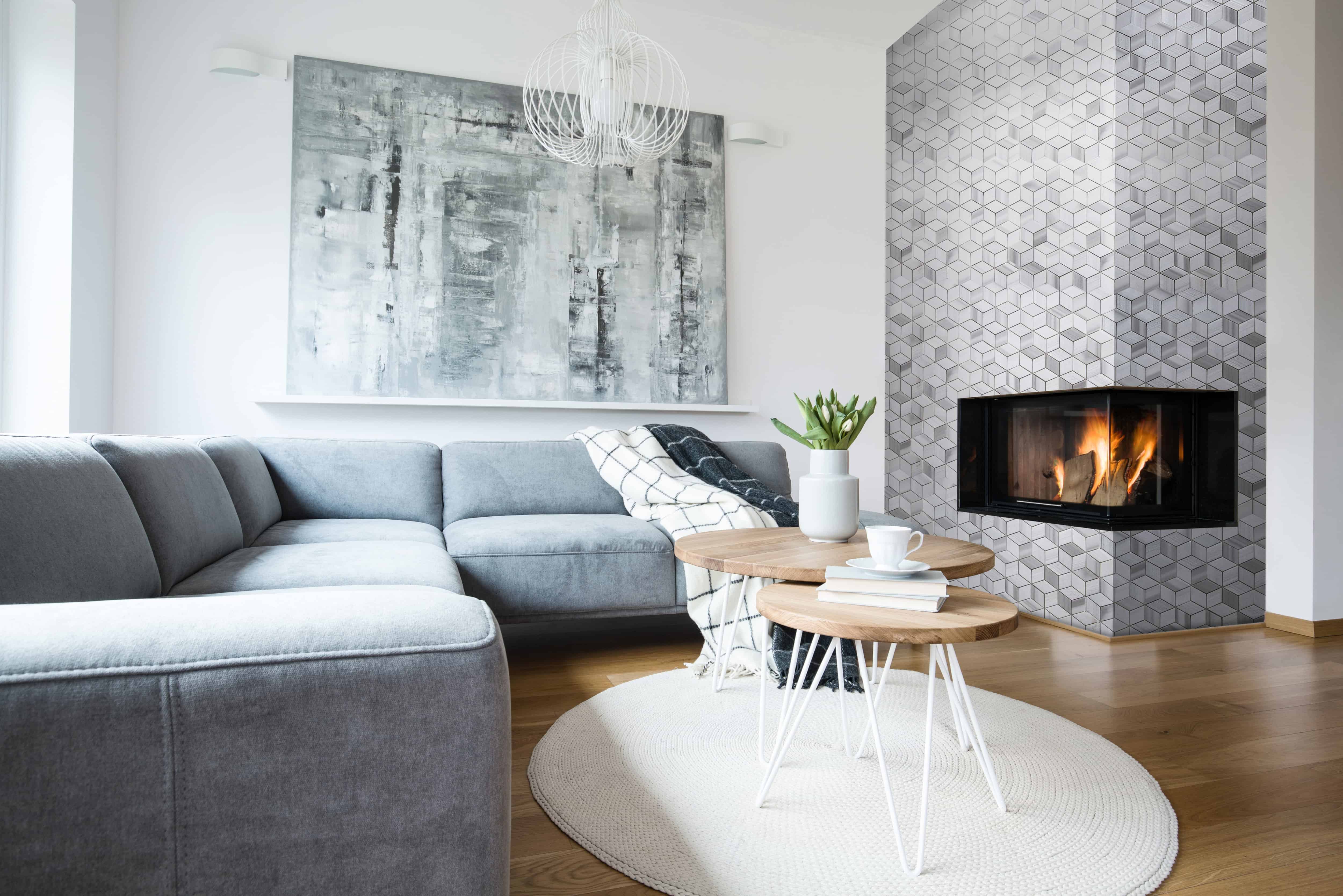 Marmos C-Chain Diamond Mosaic Fireplace - Realstone Systems