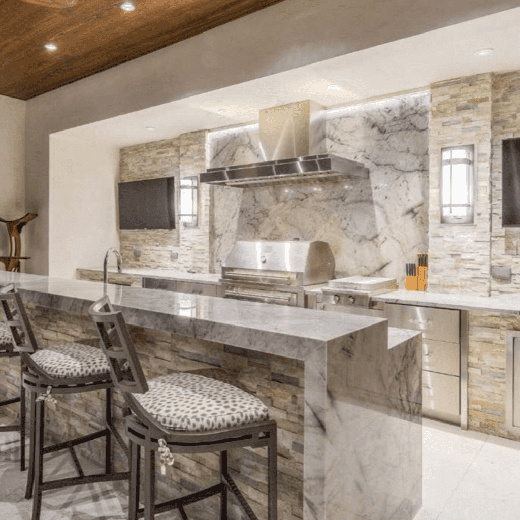 Silver Alabaster Shadowstone Panels Kitchen Bar - Realstone Systems