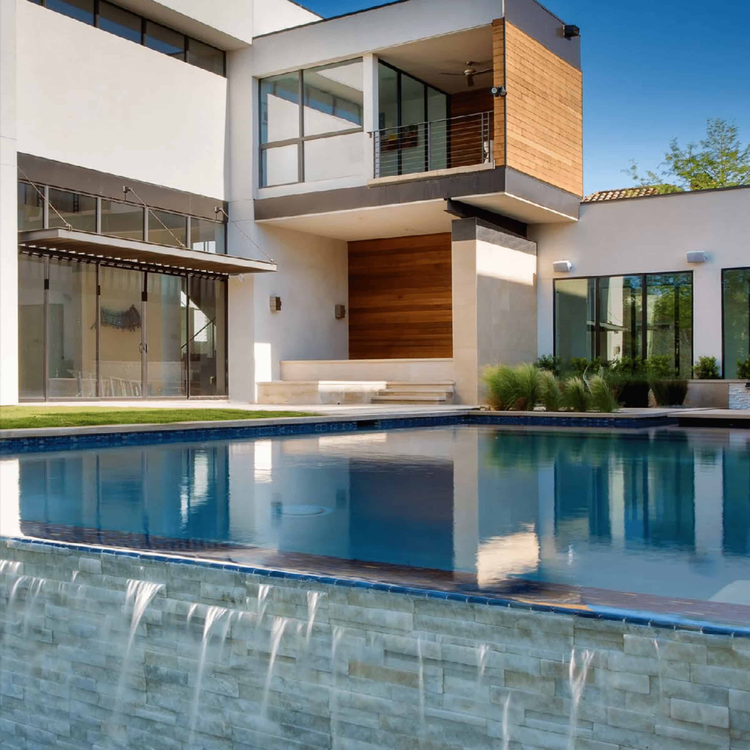 Silver Alabaster Shadowstone Panels Pool - Realstone Systems