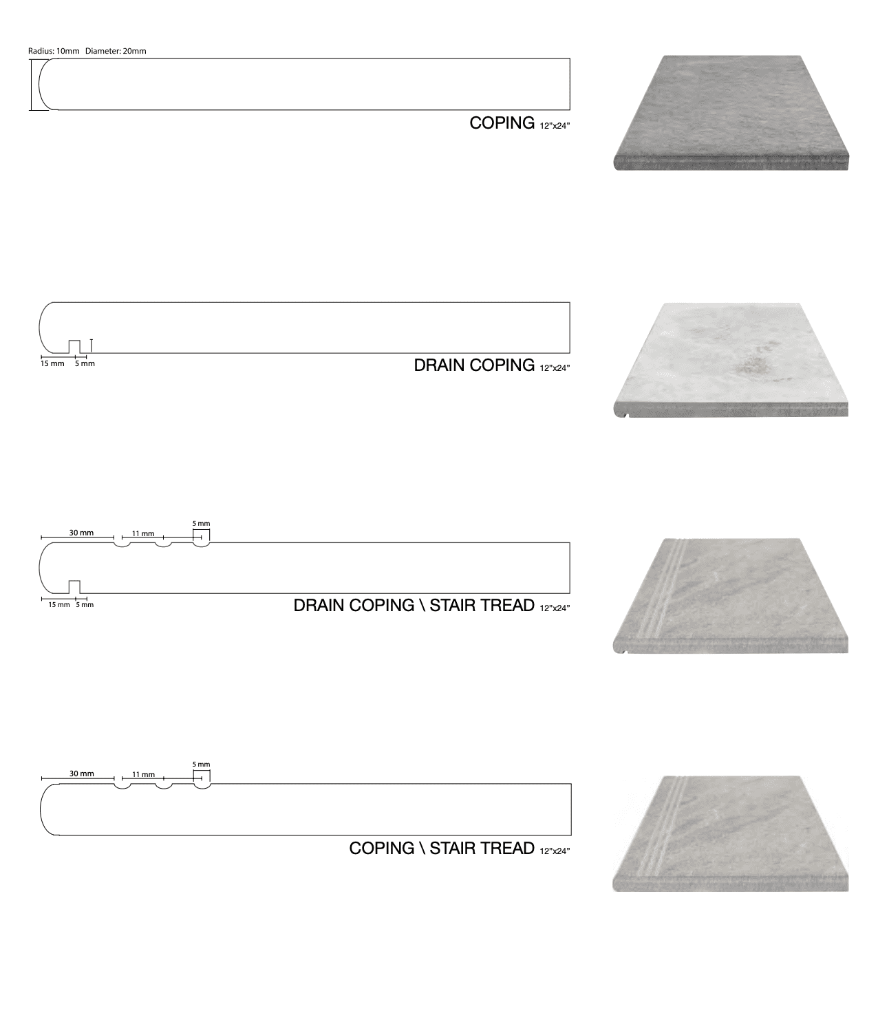 Earth Multicolor Porcelain Coping/Stair Tread - Realstone Systems