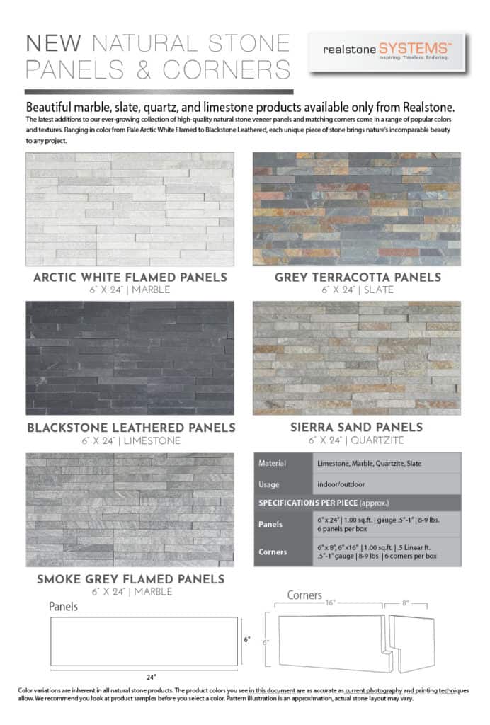 New! Natural Stone Panels and Corners - Realstone Systems