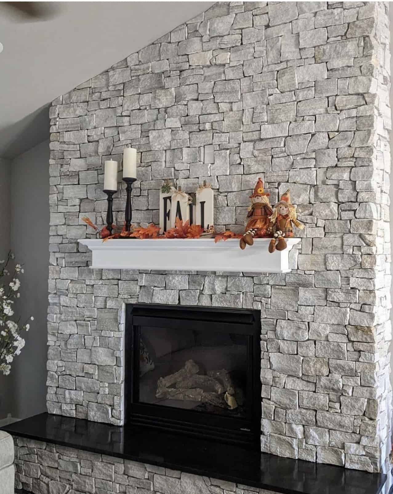 Berkshire Buff Estate Stone Angled Fireplace - Realstone Systems