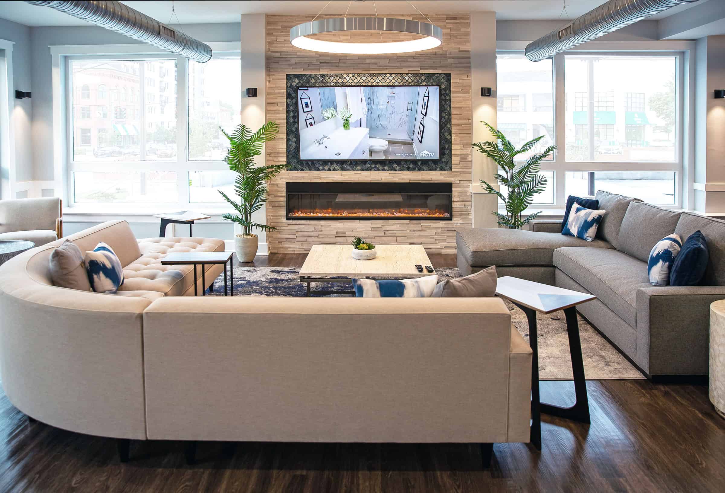 White Birch Honed Fireplace Multi Family Community Space - Realstone ...
